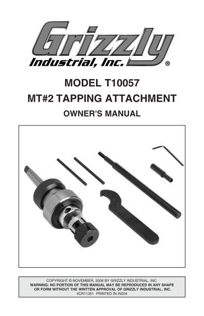 model t10057 mt#2 tapping attachment - Grizzly.com