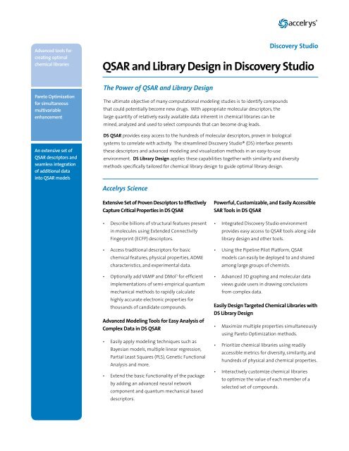 QSAR and Library Design in Discovery Studio