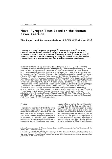 Novel Pyrogen Tests Based on the Human Fever Reaction