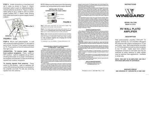 RV WALL PLATE/ AMPLIFIER - Winegard