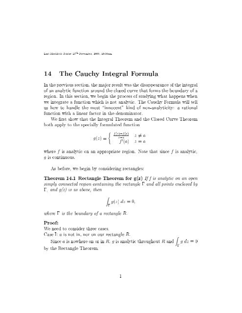The Cauchy Integral Formula(pdf) The Cauchy Integral Formula(pdf)