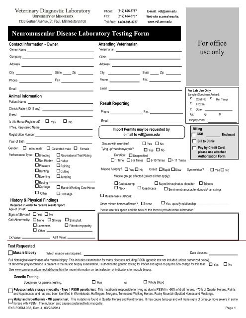 Submission Form - Veterinary Diagnostic Laboratory - University of ...