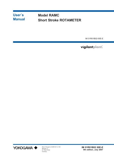 UserÂ´s Manual Model RAMC Short Stroke ROTAMETER - Insatech