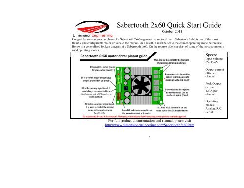 Sabertooth 2x60 Quick Start Guide - Dimension Engineering