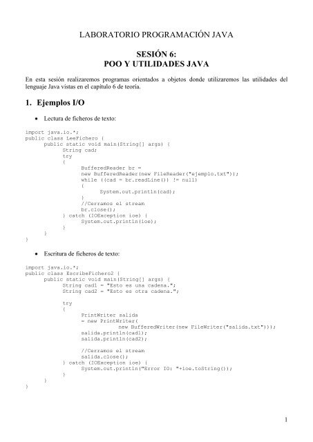 LABORATORIO PROGRAMACIÓN JAVA SESIÓN 6: POO Y ...