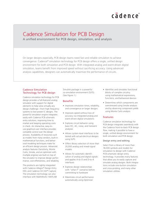 Cadence Simulation for PCB Design - Cadence Design Systems