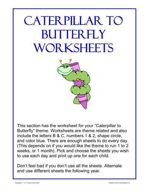 caterpillar to butterfly worksheets - 1 - 2 - 3 Learn Curriculum