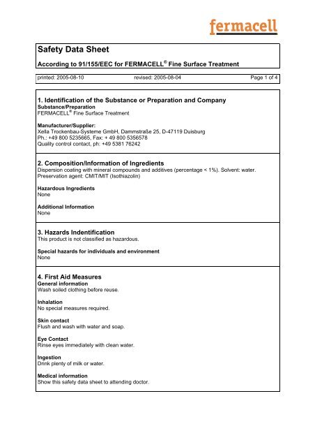 FERMACELL Fine Surface Treatment _COSHH Safety Data Sheet