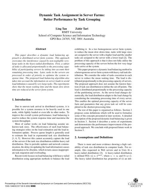 Dynamic task assignment in server farms: better performance by ...