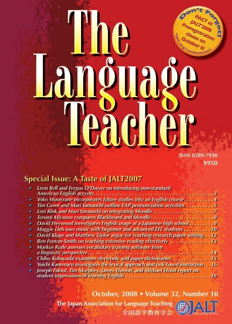 Special Issue: A Taste of JALT2007 - JALT Publications