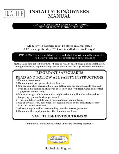 Freedom LED Series installation instructions - Dual-Lite