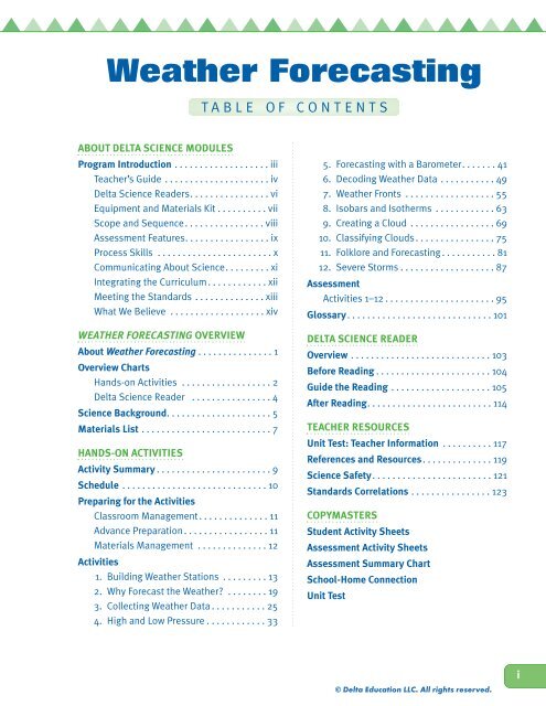 Weather Forecasting -Teacher's Guide Table Of ... - Delta Education