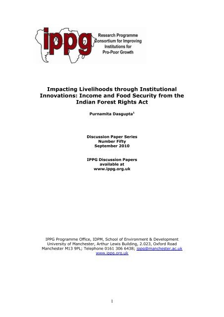 Income and Food Security from the Indian Forest Rights Act - IPPG