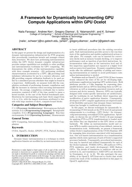 A Framework For Dynamically Instrumenting Gpu Compute