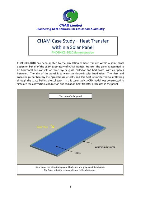 CHAM Case Study - Heat Transfer In Solar Panel
