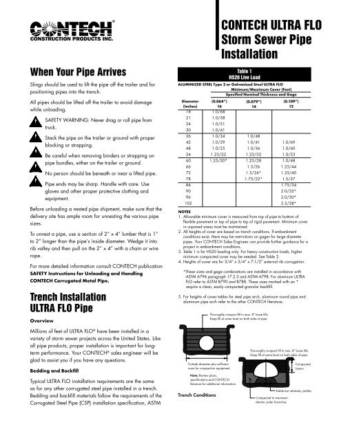 CONTECH ULTRA FLO Storm Sewer Pipe Installation - CPI Supply