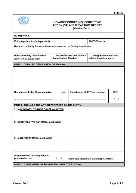 Corrective Action Report