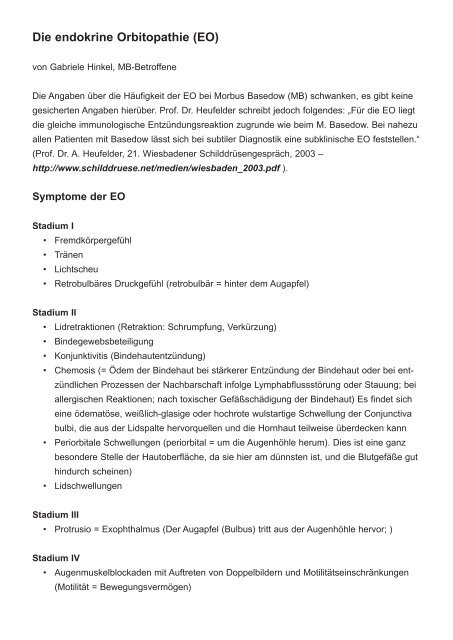Die endokrine Orbitopathie (EO)