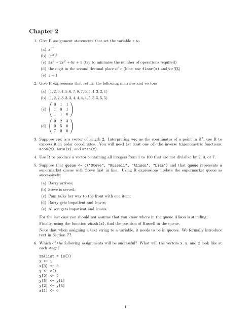 Exercises - Institute for Statistics and Mathematics