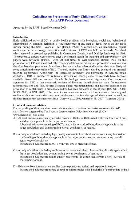 Caries Prevention Guidelines