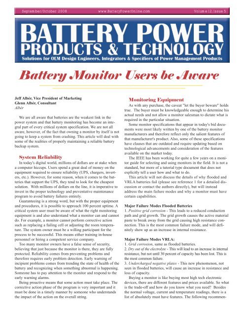 Battery Monitor Users be Aware - Battery Power Magazine