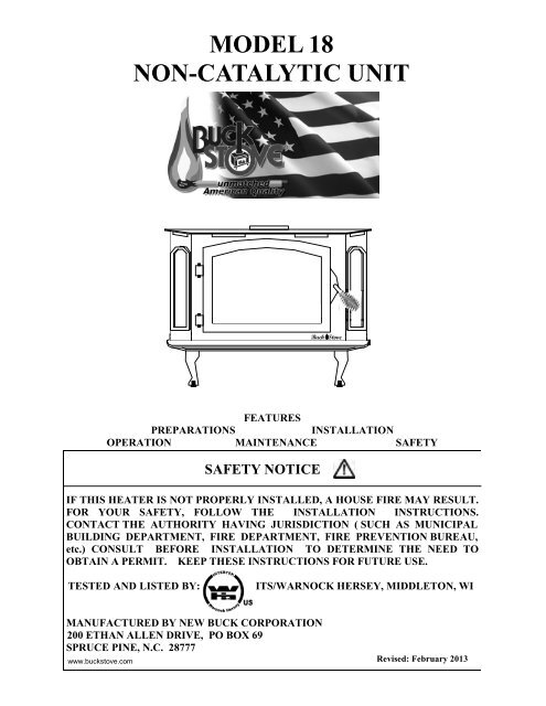 Model 18 Manual - Buck Stove