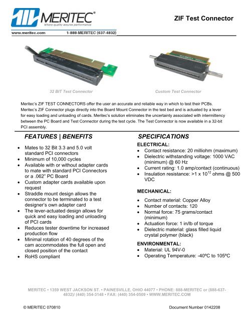 ZIF Test Connector - Meritec