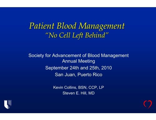Cardiac Specific - SABM - Patient Blood Management