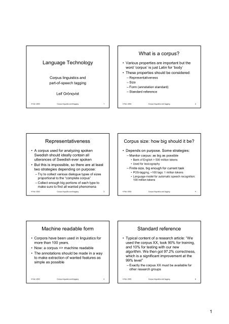 Representativeness Machine readable form Standard reference
