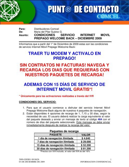 traer tu modem y activalo en prepago! - Red Maestra COMCEL