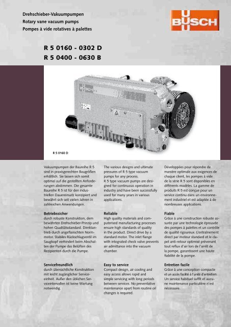 R 5 0160 - 0302 D R 5 0400 - 0630 B - Busch Vacuum Technics