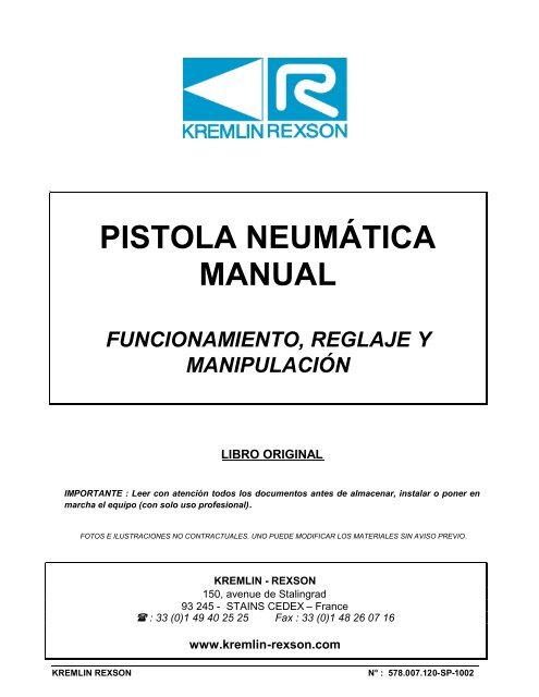 PISTOLA NEUMÁTICA MANUAL - Kremlin Rexson Sames
