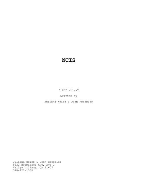 NCIS, 4-19-07 Script - Weiss-Roessler Writing