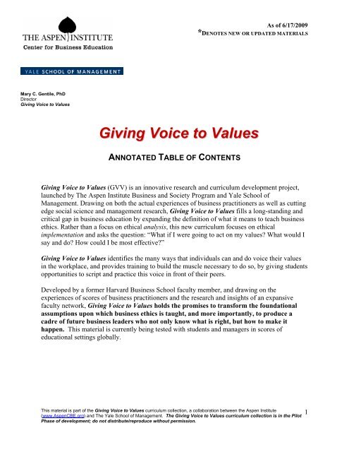 Giving Voice to Values - CasePlace.org