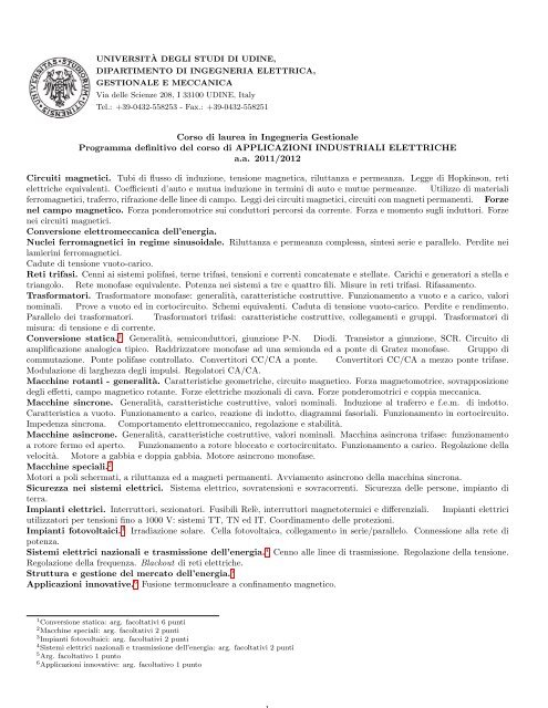 Corso di laurea in Ingegneria Gestionale Programma ... - diegm