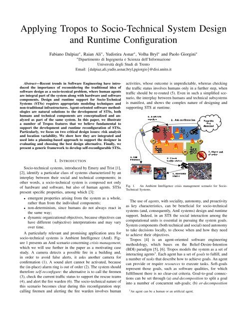 Applying Tropos to Socio-Technical System Design and Runtime ...