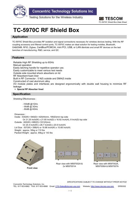 TC-5970B Shield Box - RF Shield Box by Concentric Technology ...