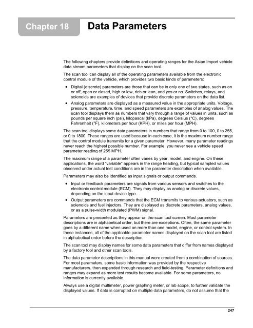 Data Parameters - Snap-on