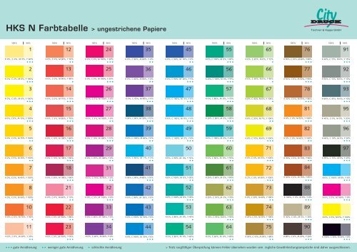 HKS N Farbtabelle > ungestrichene Papiere