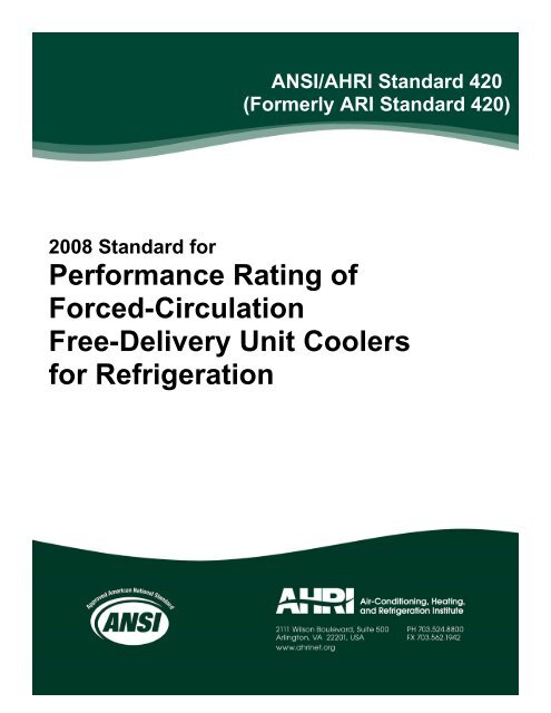 ANSI/AHRI Standard 420-2008