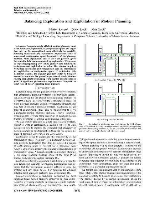 Balancing Exploration and Exploitation in Motion Planning - Robotics