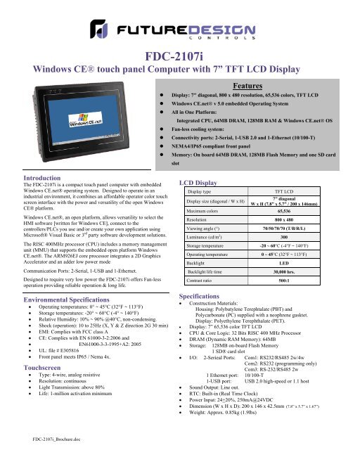 FDC-2107i: 7" Display - Future Design Controls