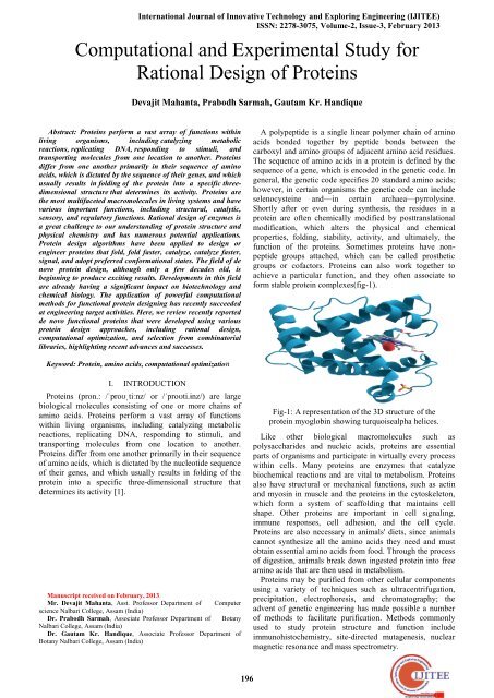 Computational and Experimental Study for Rational Design of Proteins