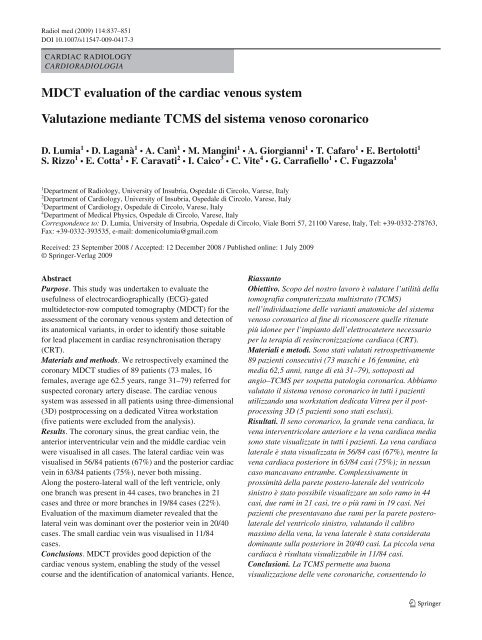 MDCT evaluation of the cardiac venous system ... - Springer