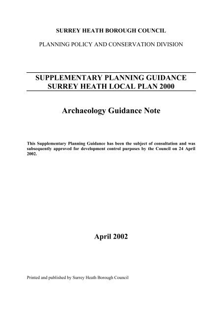 Archaeology Guidance Note - Surrey Heath Borough Council
