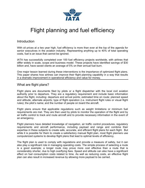 Flight Planning And Fuel Efficiency Reading Handout