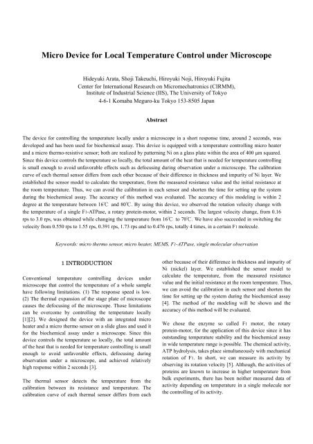 Micro Device for Local Temperature Control under Microscope
