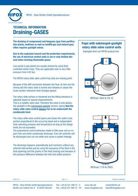 Draining-GASES - Rifox-Hans Richter GmbH