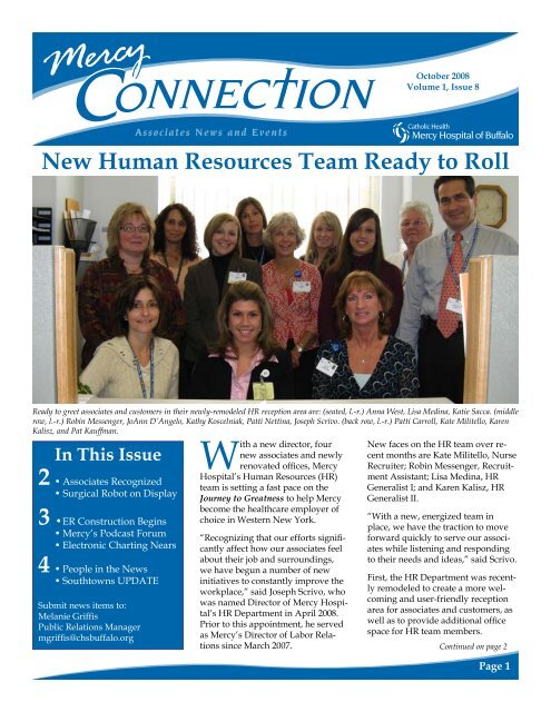 New Human Resources Team Ready to Roll - Catholic Health System