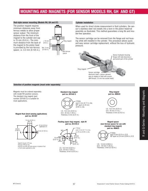 MOUNTING AND MAGNETS (FOR SENSOR ... - MTS Sensors